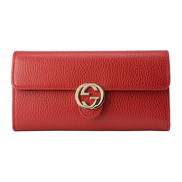 Gucci | Bags | Gucci Dollar Long Wallet Calf Leather Red | Poshmark